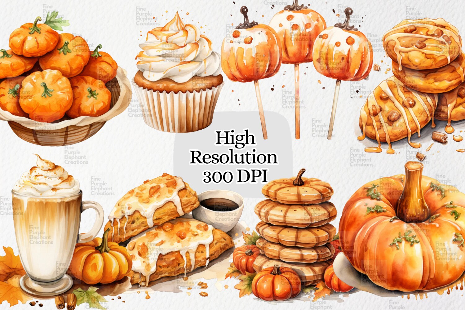 Watercolor Fall Dessert PNG Clipart | Pumpkin Spice Autumn Treats ...