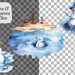 Watercolor Melted Snowman PNG Clipart | Winter Snow Sublimation ...