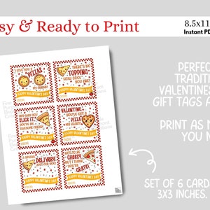 Printable Kids Pizza Valentine Digital Paper Cards | Candy School ...
