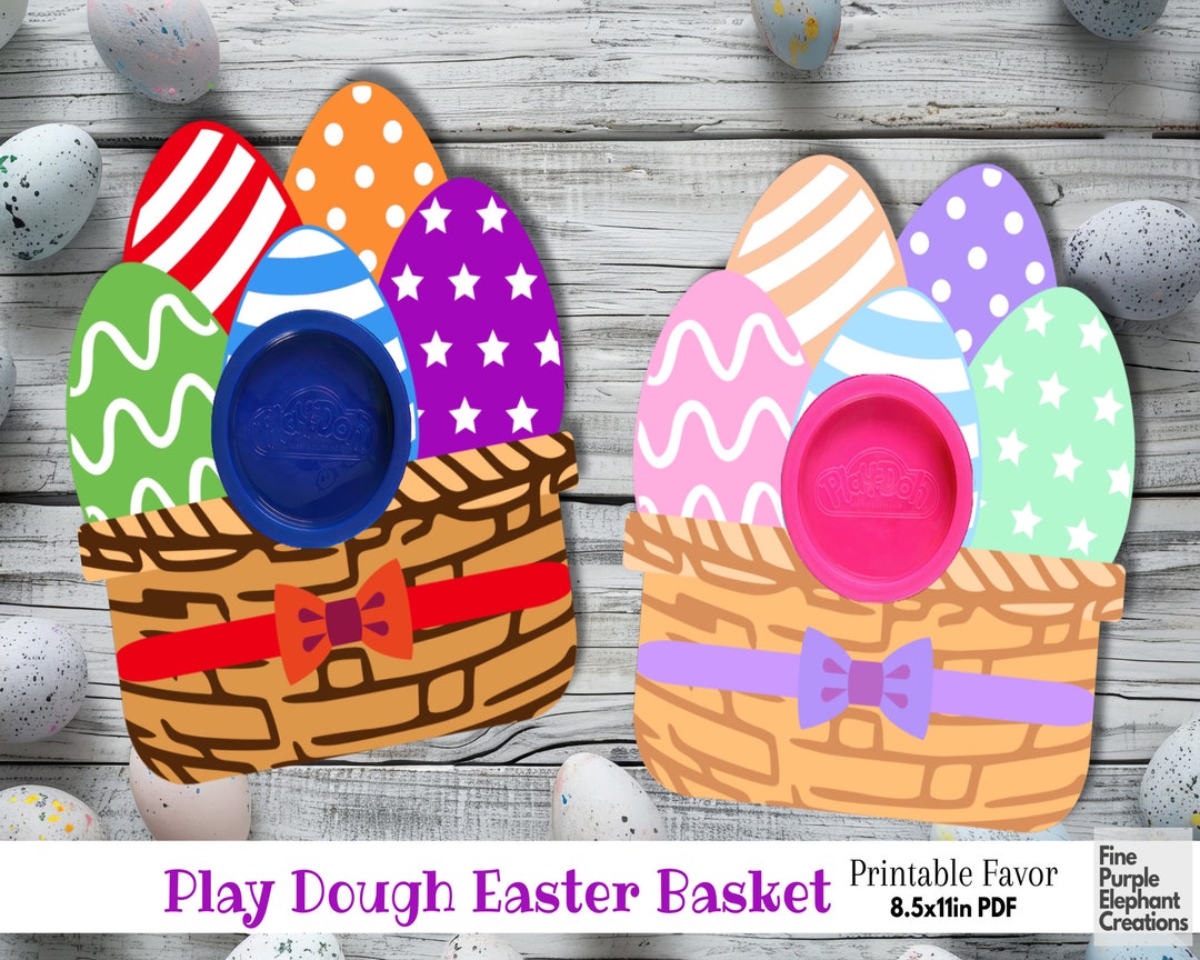 Printable Play Dough Easter Eggs Basket Digital Paper Cards | Non-candy ...