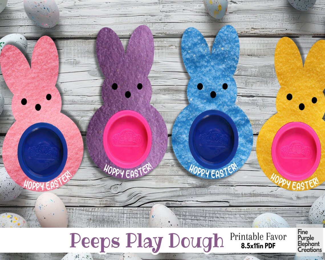 Printable Play Dough Easter Marshmallow Peep Bunny Texture Digital ...