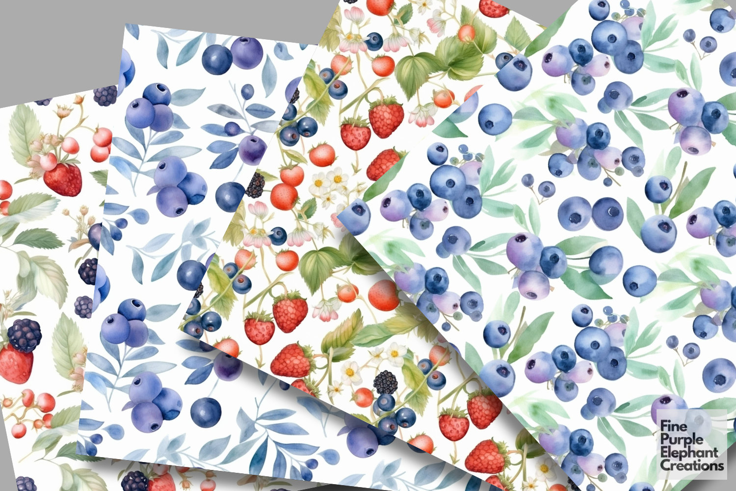 Watercolor Berry Digital Paper | Summer Berries Scrapbook | Kitchen ...