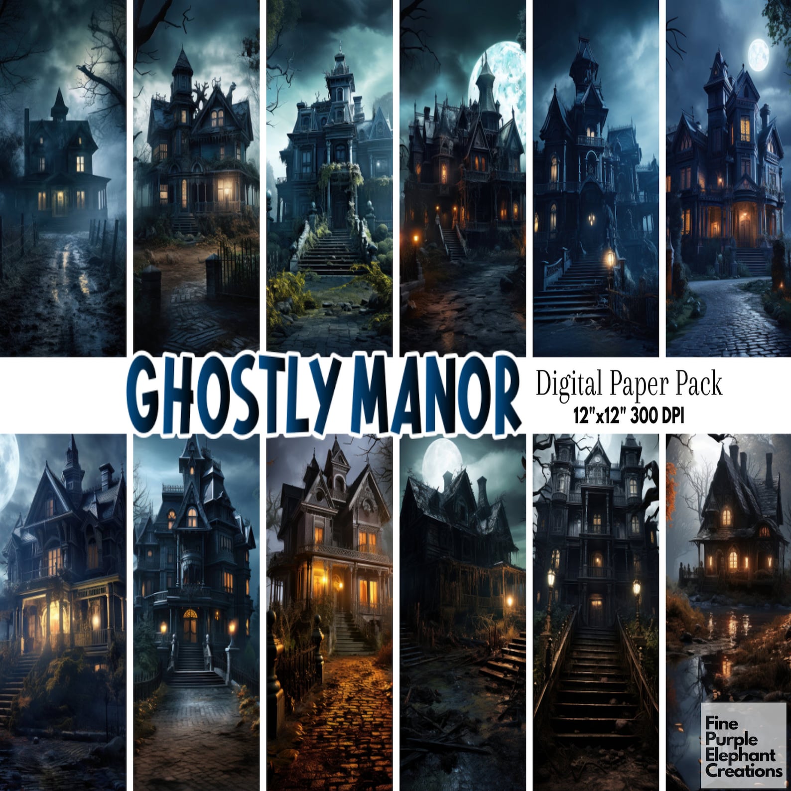 Haunted House Digital Paper | Halloween Sublimation | HD Scary ...