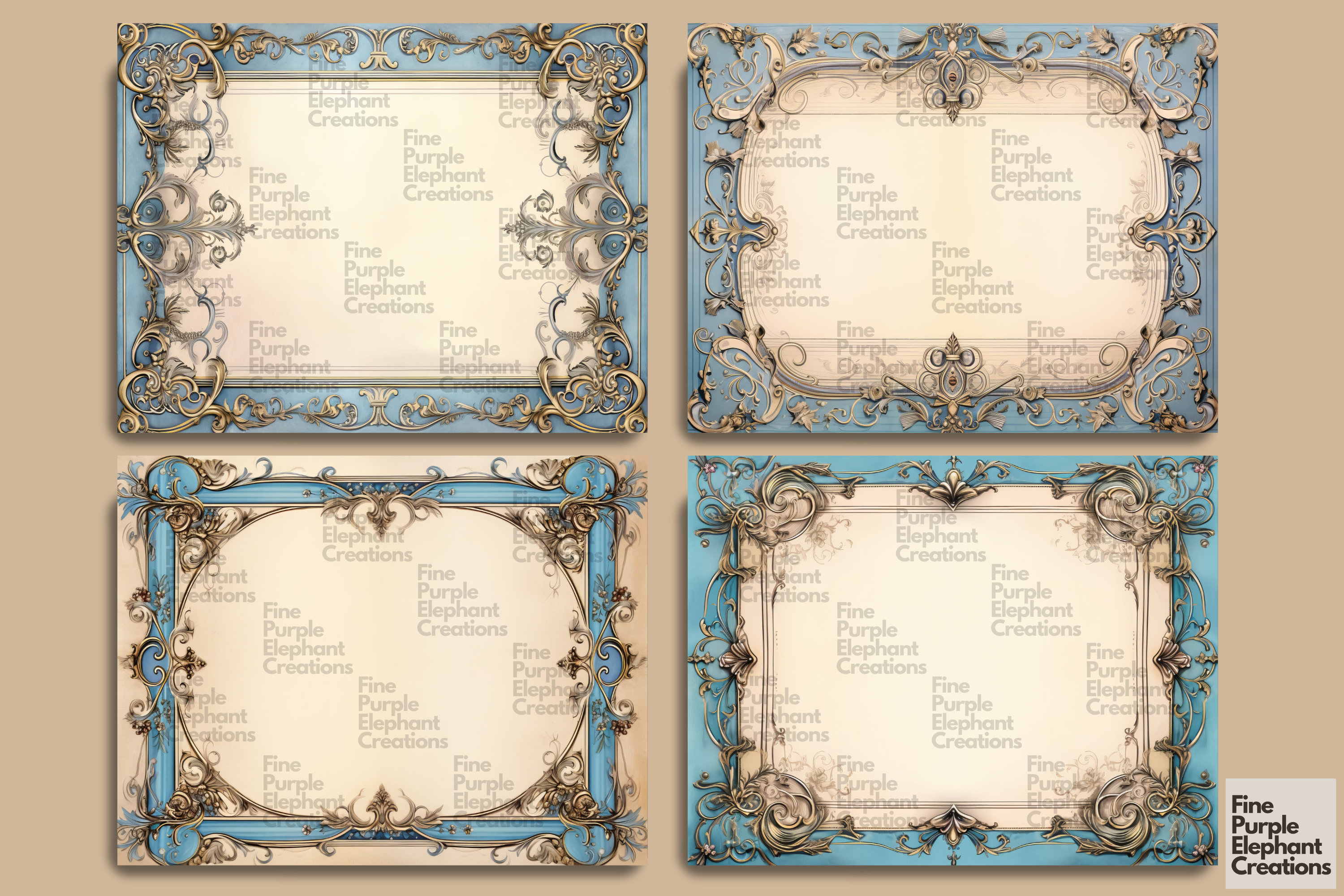 Blue Frame Paper Digital Junk Journal Pages Printable - Etsy