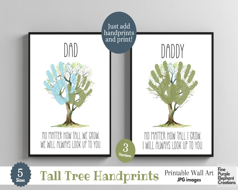 Custom Tall Tree Handprint Digital Art Print | Father's Day Gift ...