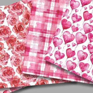 Cute Pink Valentine Digital Paper | Printable Heart Scrapbook ...