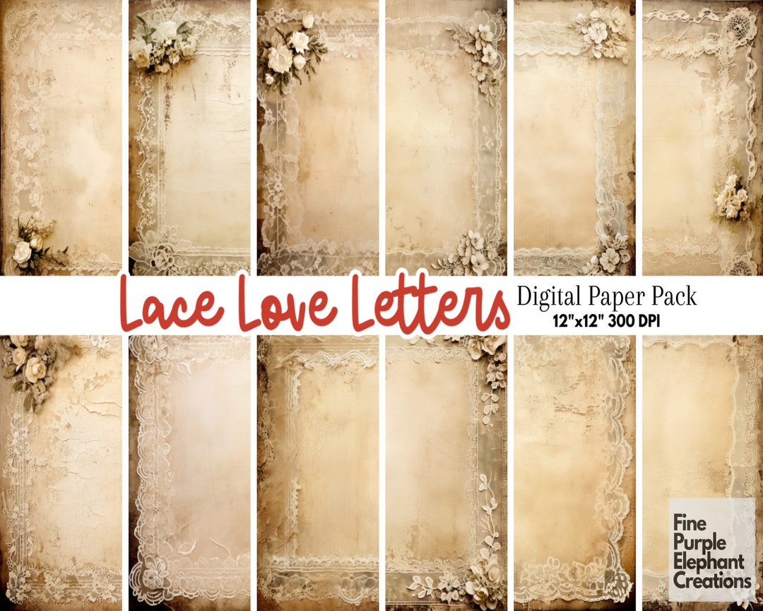 Vintage Wedding Scrapbook Digital Paper Printable Background Borders ...