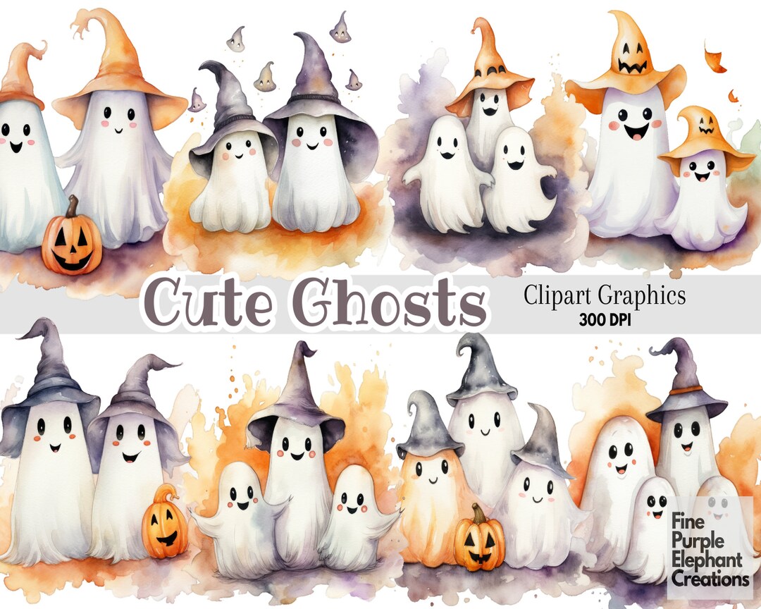 Cute Watercolor Ghost PNG Clipart | Halloween Sublimation | High ...