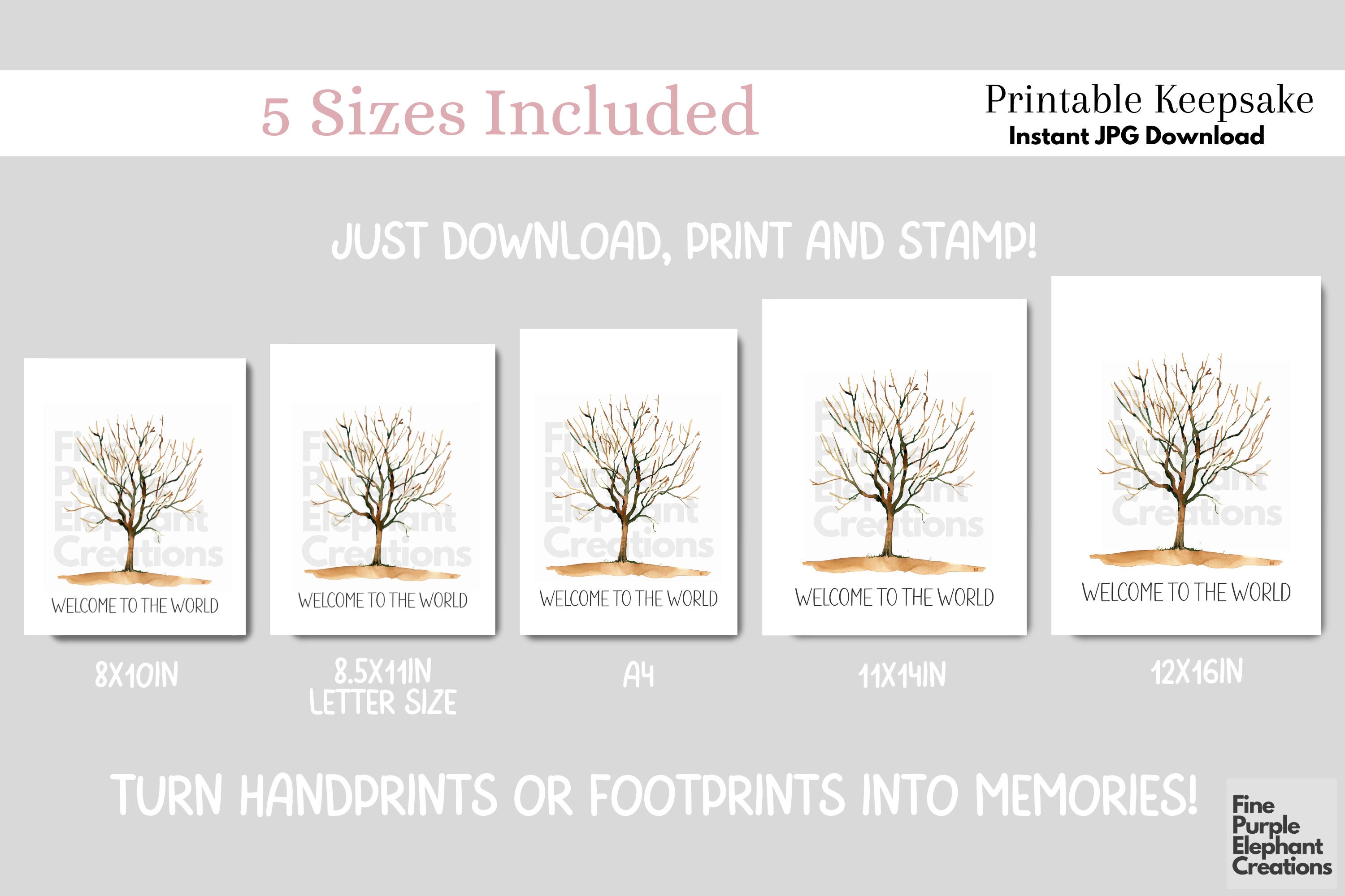 Custom Little Seeds Mighty Trees Fingerprint Digital Art Print | Family ...