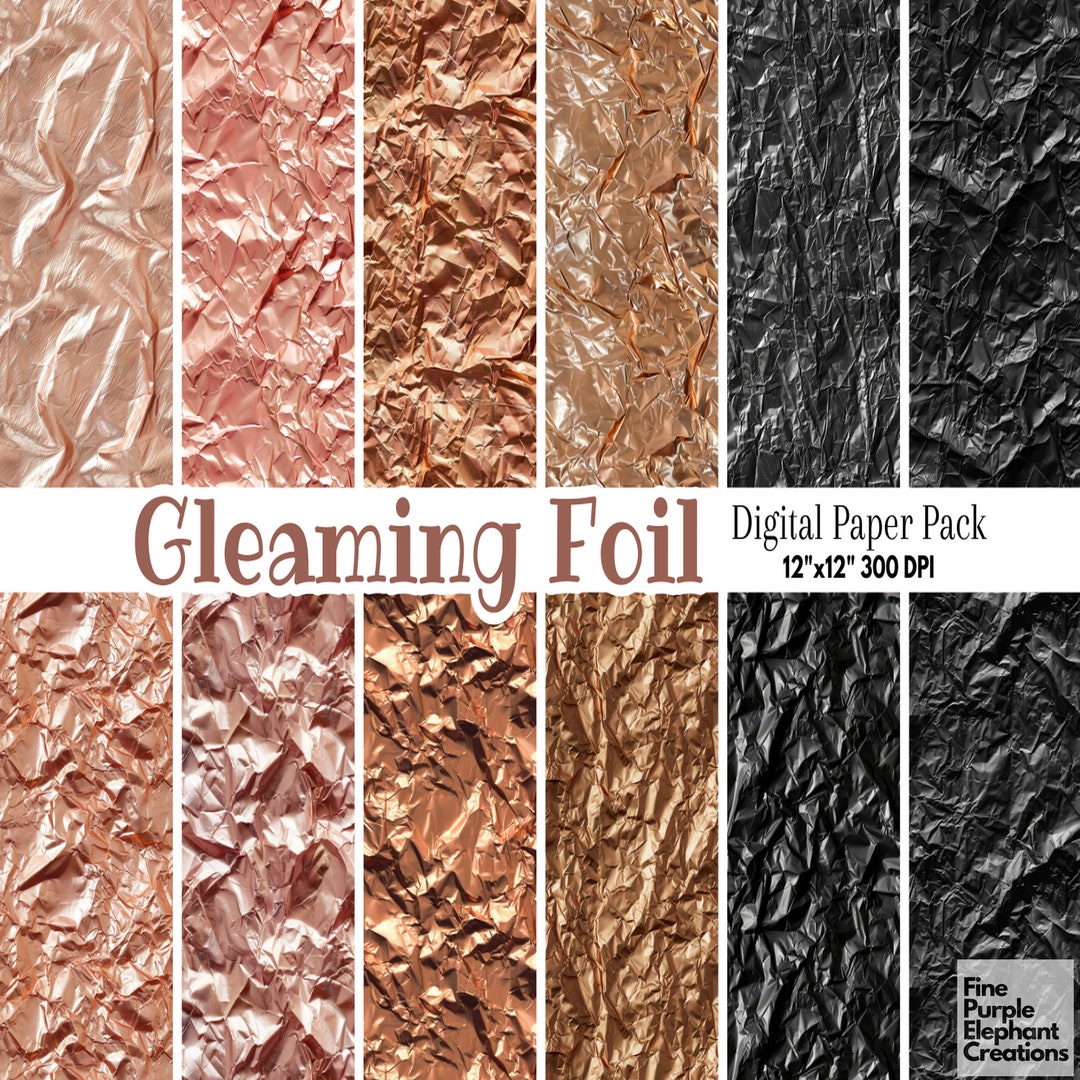 Precious Metal Foil Textures Digital Paper - Wrinkled Black Rose Gold ...