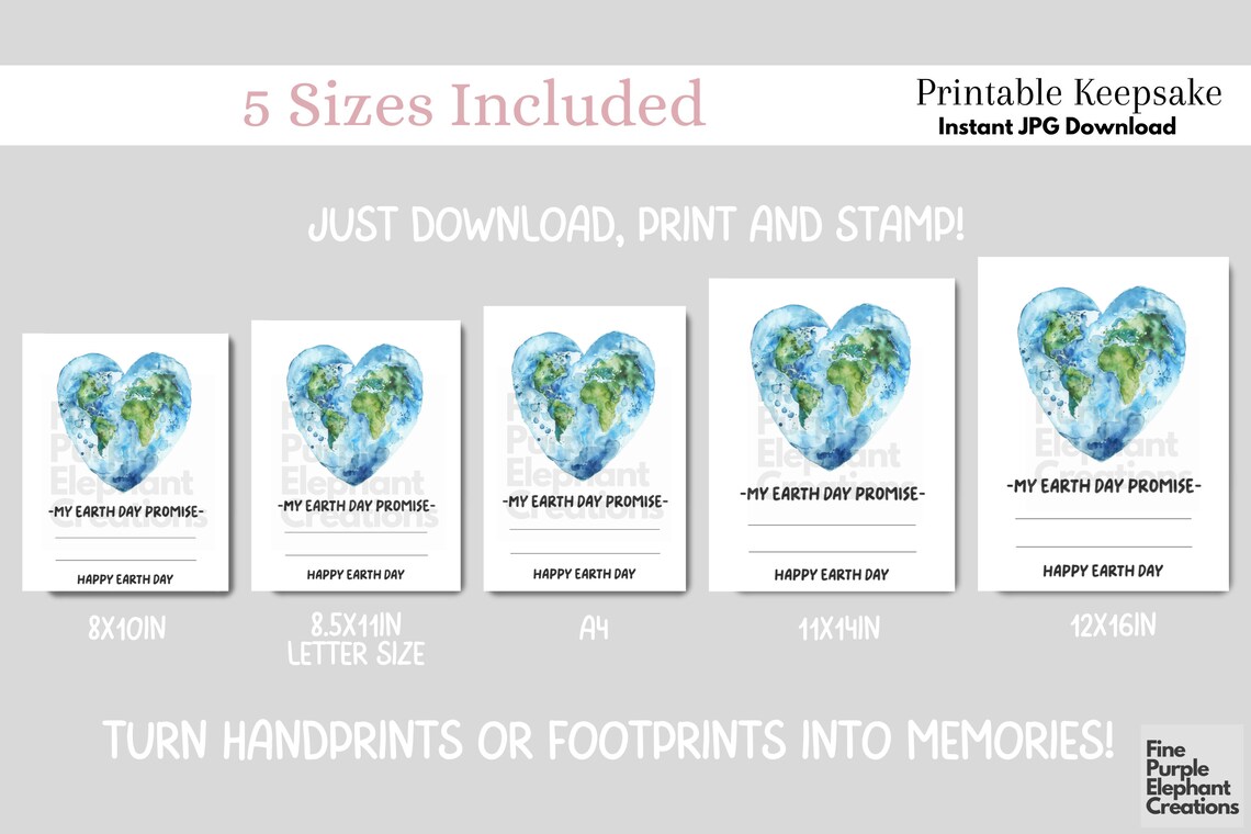 Custom Earth Day Promise Handprint Worksheet Digital Art Print | Gift ...