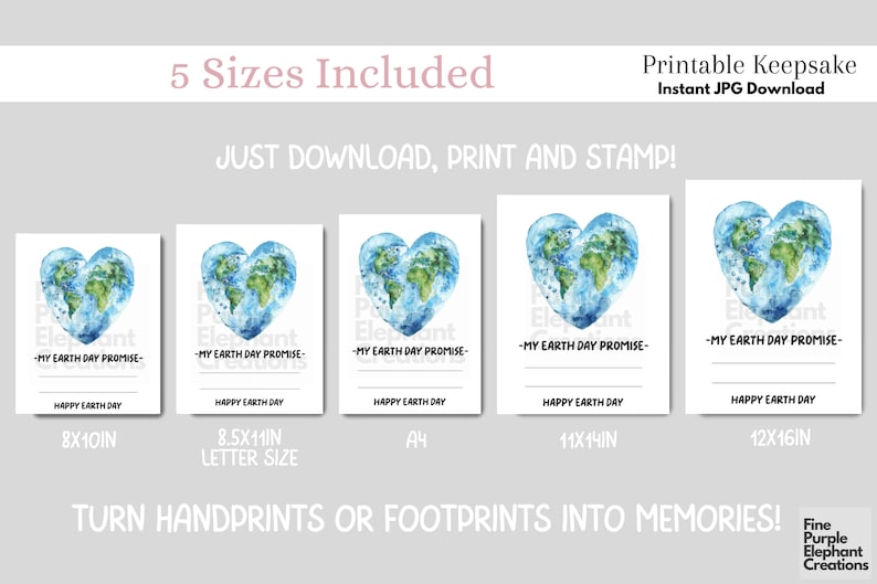 Custom Earth Day Promise Handprint Worksheet Digital Art Print | Gift ...