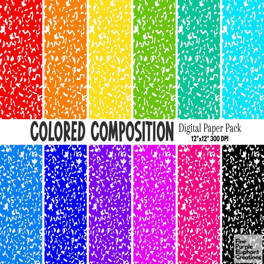 Colored Composition Digital Paper | Notebook Cover Pattern KDP | Back ...