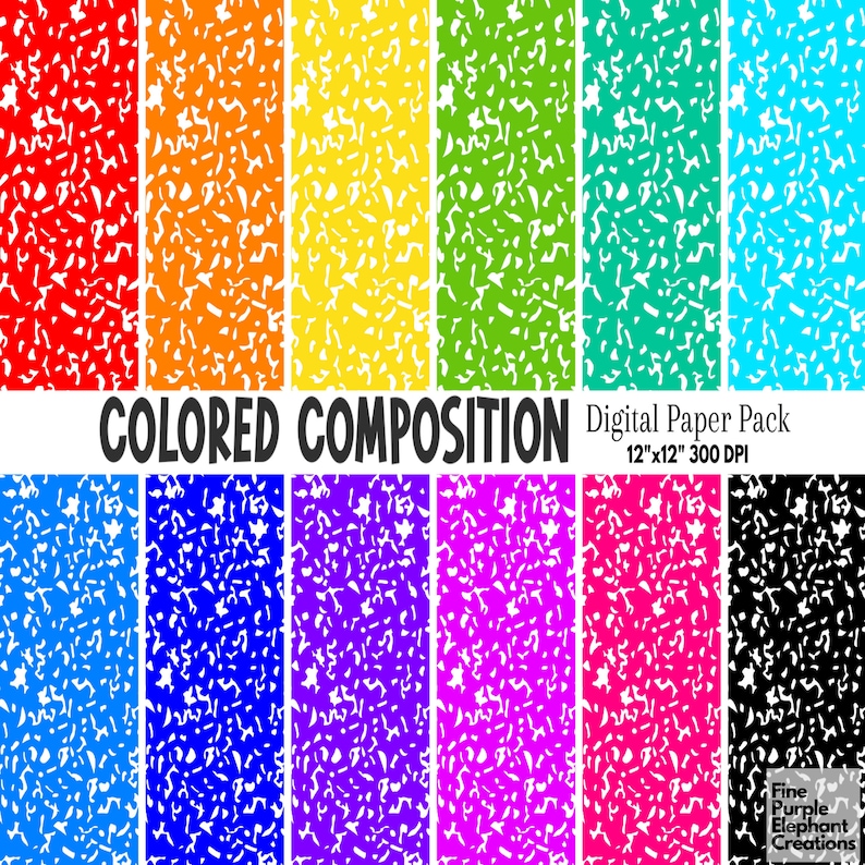 Colored Composition Digital Paper | Notebook Cover Pattern KDP | Back ...