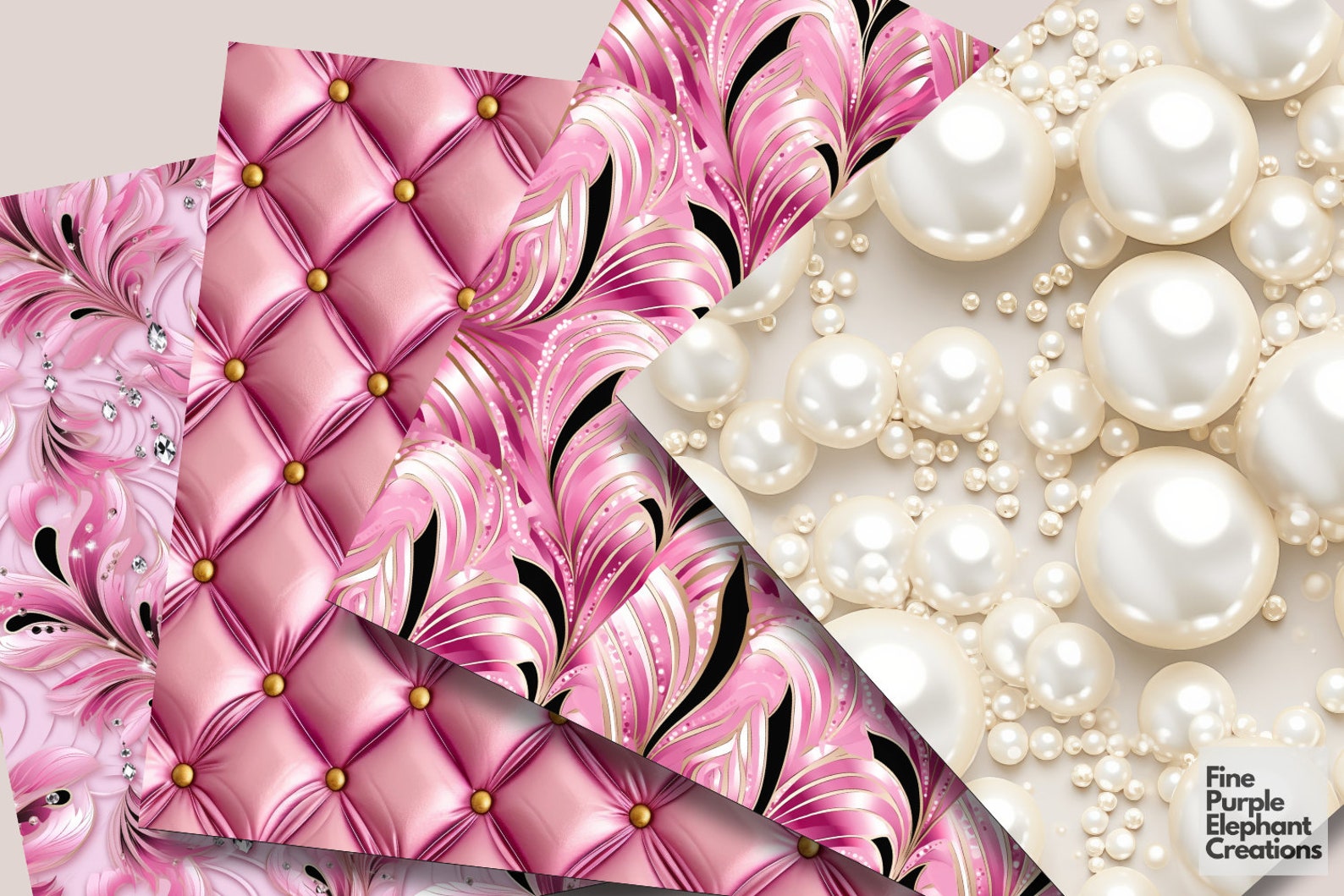 Pink Glam Digital Paper | Luxury Glitter Scrapbook Pattern | Royal ...