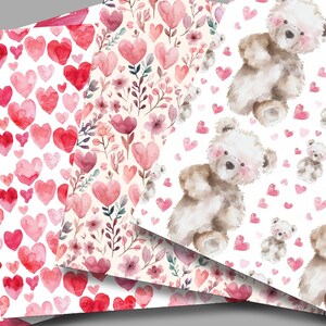 Cute Pink Valentine Digital Paper | Printable Heart Scrapbook ...