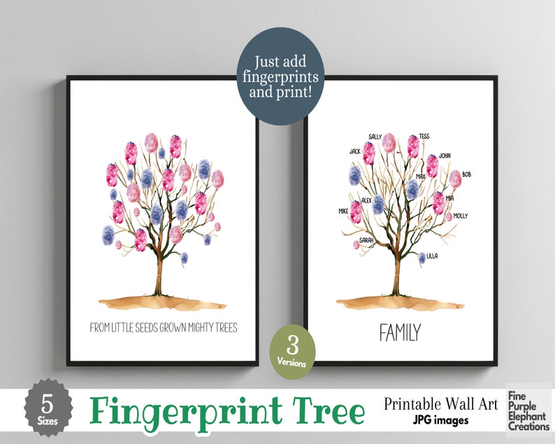 Custom Little Seeds Mighty Trees Fingerprint Digital Art Print | Family ...