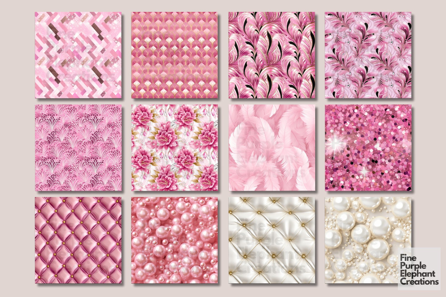 Pink Glam Digital Paper | Luxury Glitter Scrapbook Pattern | Royal ...