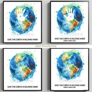 Custom Earth Day Helping Hand Handprint Digital Art Print | Gift ...