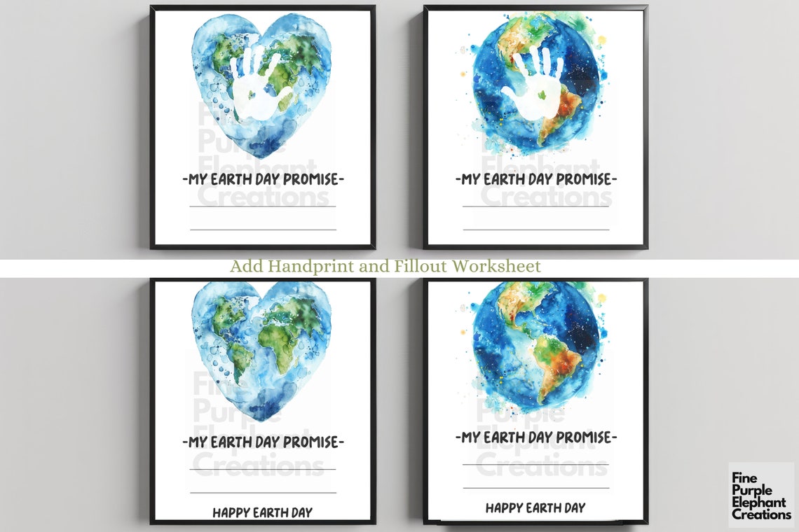 Custom Earth Day Promise Handprint Worksheet Digital Art Print | Gift ...