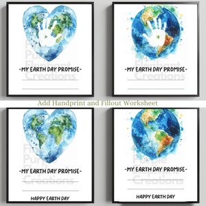 Custom Earth Day Promise Handprint Worksheet Digital Art Print | Gift ...