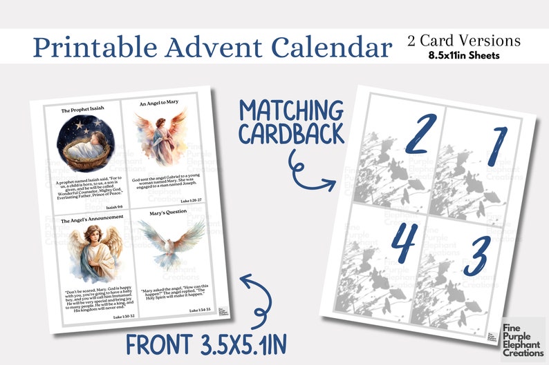 Printable Kids Nativity Advent Calendar Cards Watercolor Family Adult ...