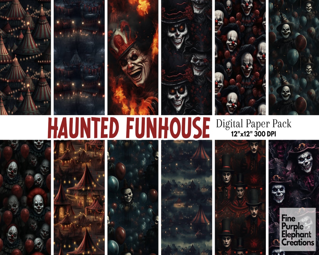 Scary Carnival Digital Paper Halloween Sublimation Creepy Printable ...