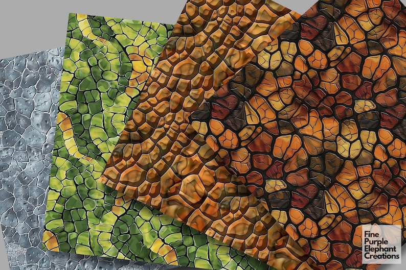 Illustrated Dinosaur Skin Scale Digital Paper - Prehistoric Jurassic ...