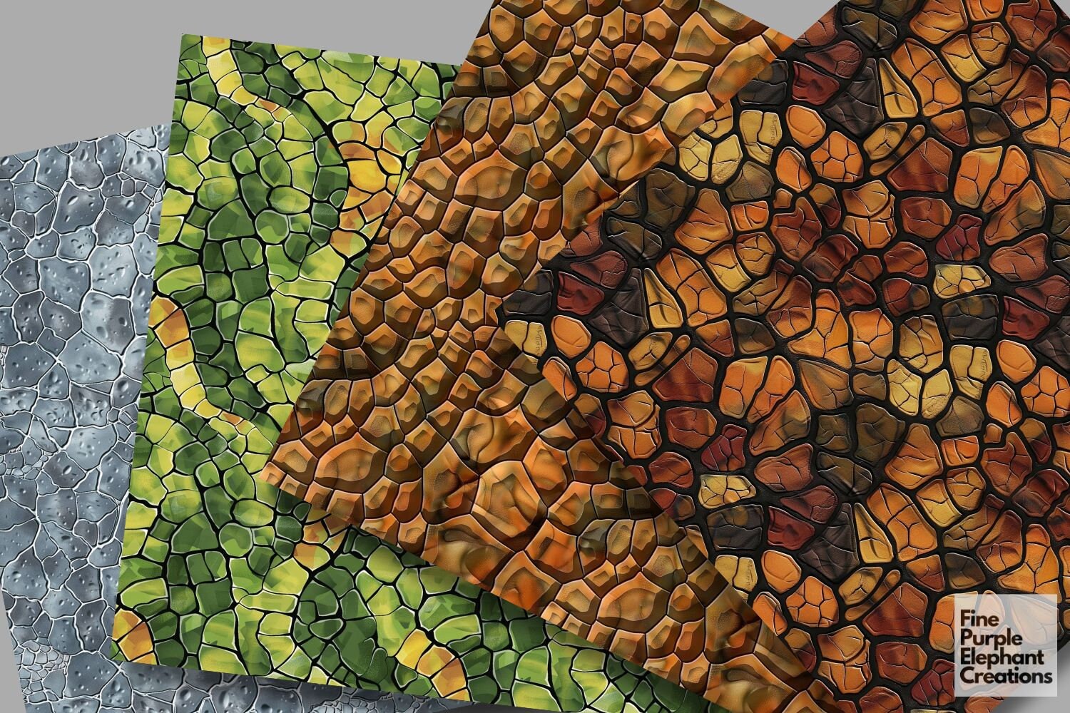 Illustrated Dinosaur Skin Scale Digital Paper - Prehistoric Jurassic ...