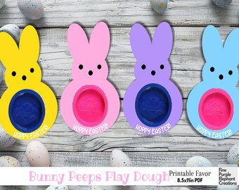 Printable Play Dough Easter Bunny Digital Paper Cards | Spring Farm Non ...