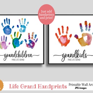 Custom Grandkids Life Grand Handprint Digital Art Print | Grandparent ...
