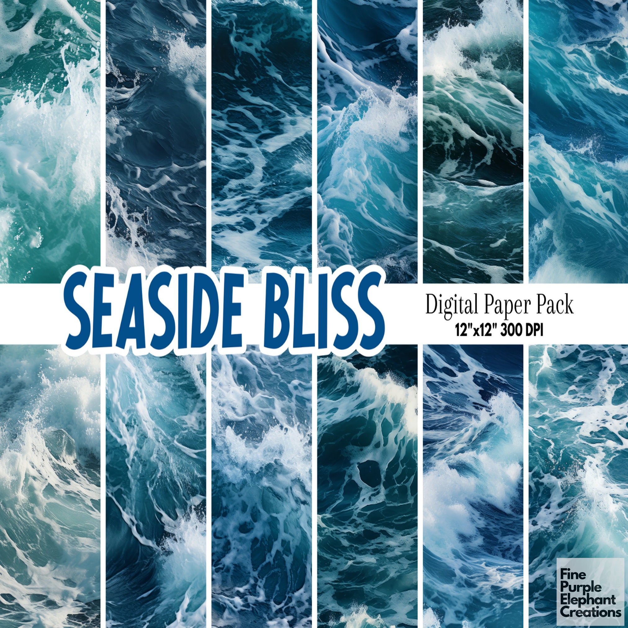 Ocean Water Digital Paper | Summer Scrapbook Pattern | Light Reflection ...