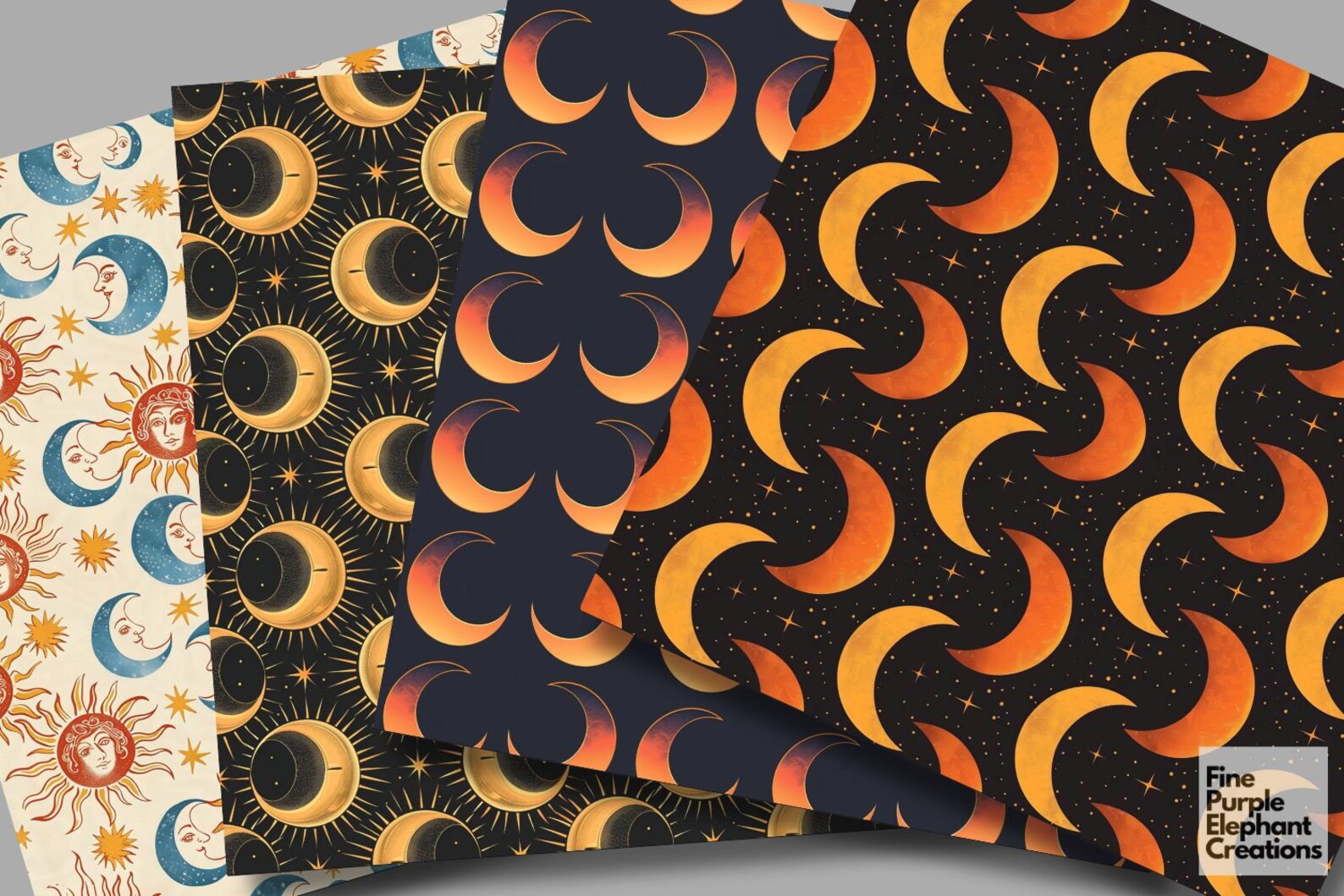 Ancient Total Solar Eclipse Digital Paper | Cosmic Celestial Event ...