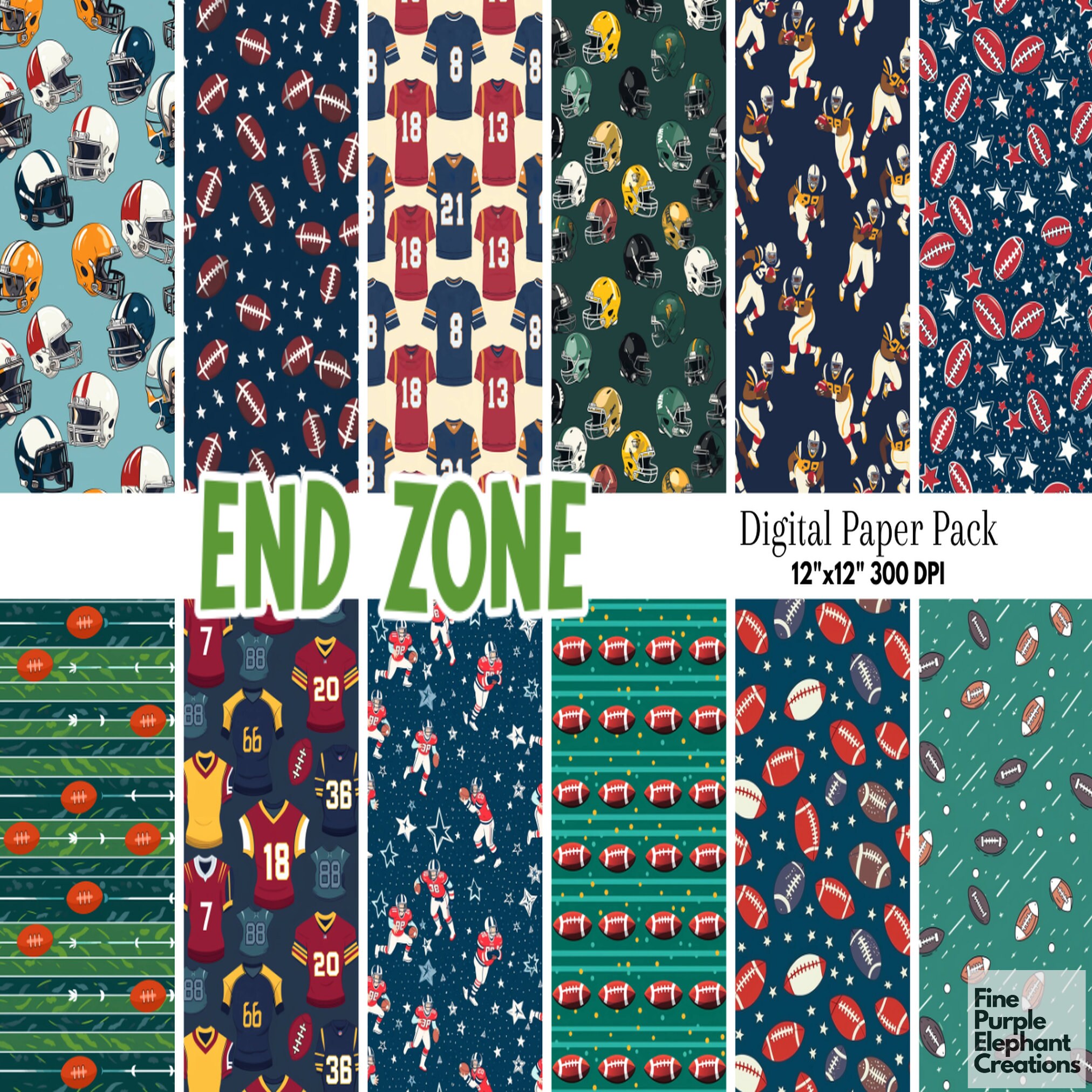 American Football Digital Paper | Game Day Scrapbook | Sports ...