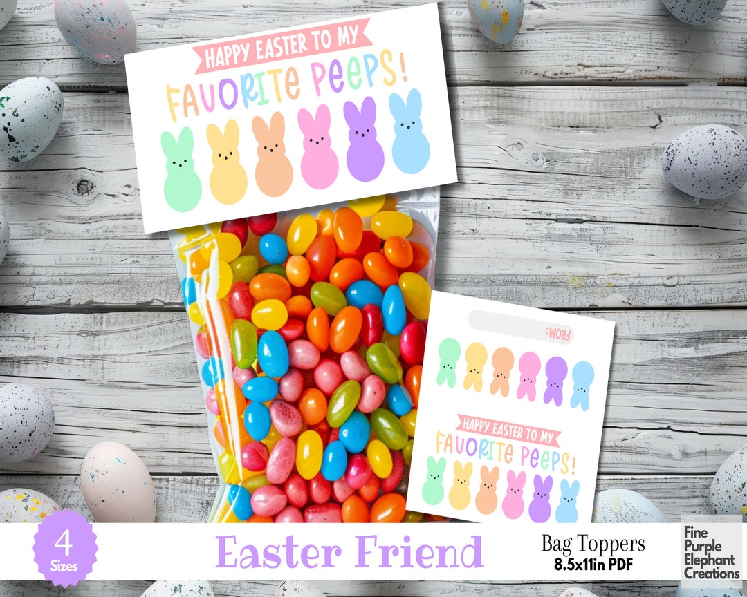 Printable Easter Favorite Peeps Treat Bag Topper Digital Paper Cards ...