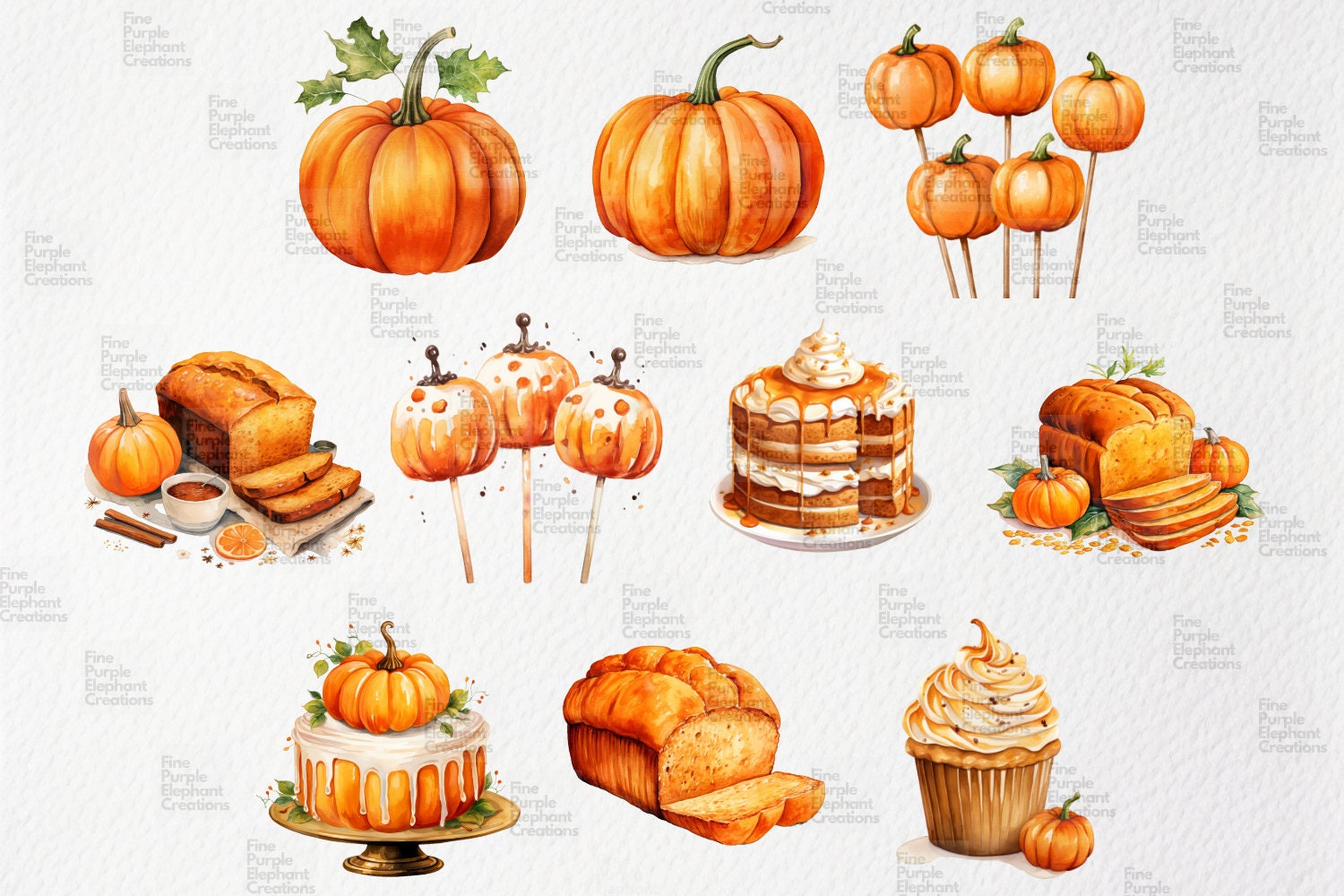 Watercolor Fall Dessert PNG Clipart | Pumpkin Spice Autumn Treats ...