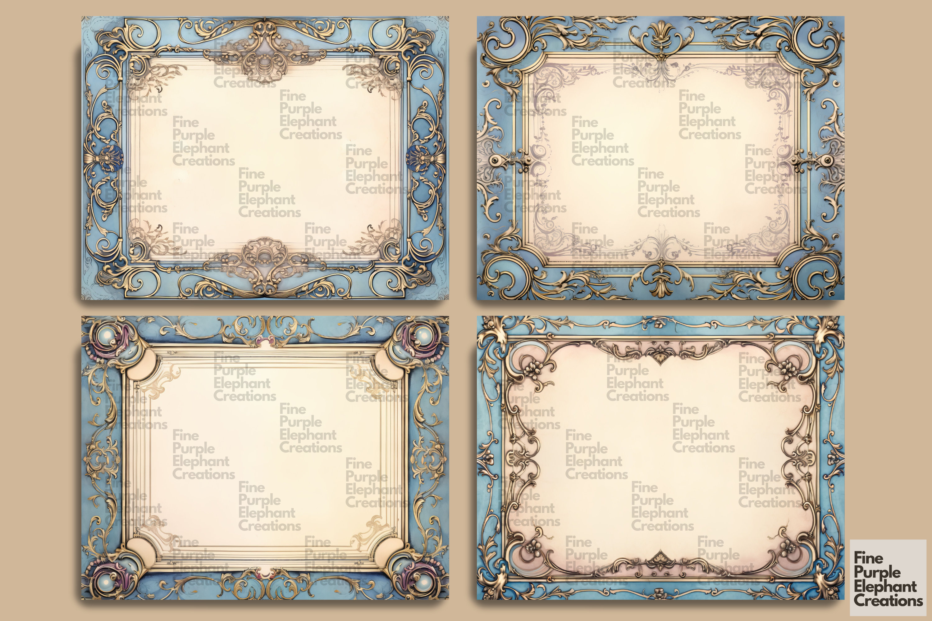 Blue Frame Paper Digital Junk Journal Pages Printable - Etsy