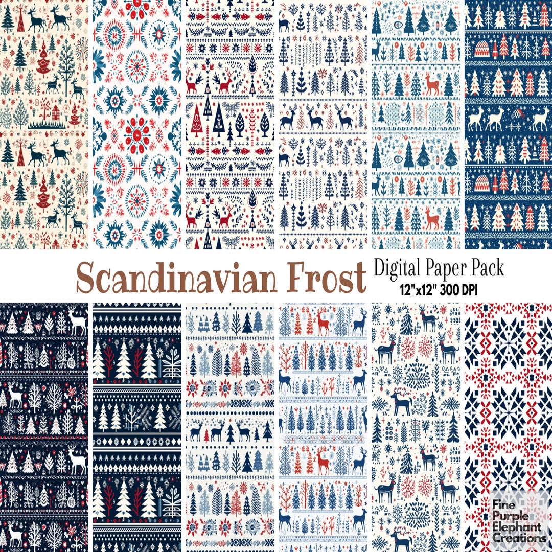 Scandinavian Folk Digital Paper | Christmas Sublimation | Winter ...