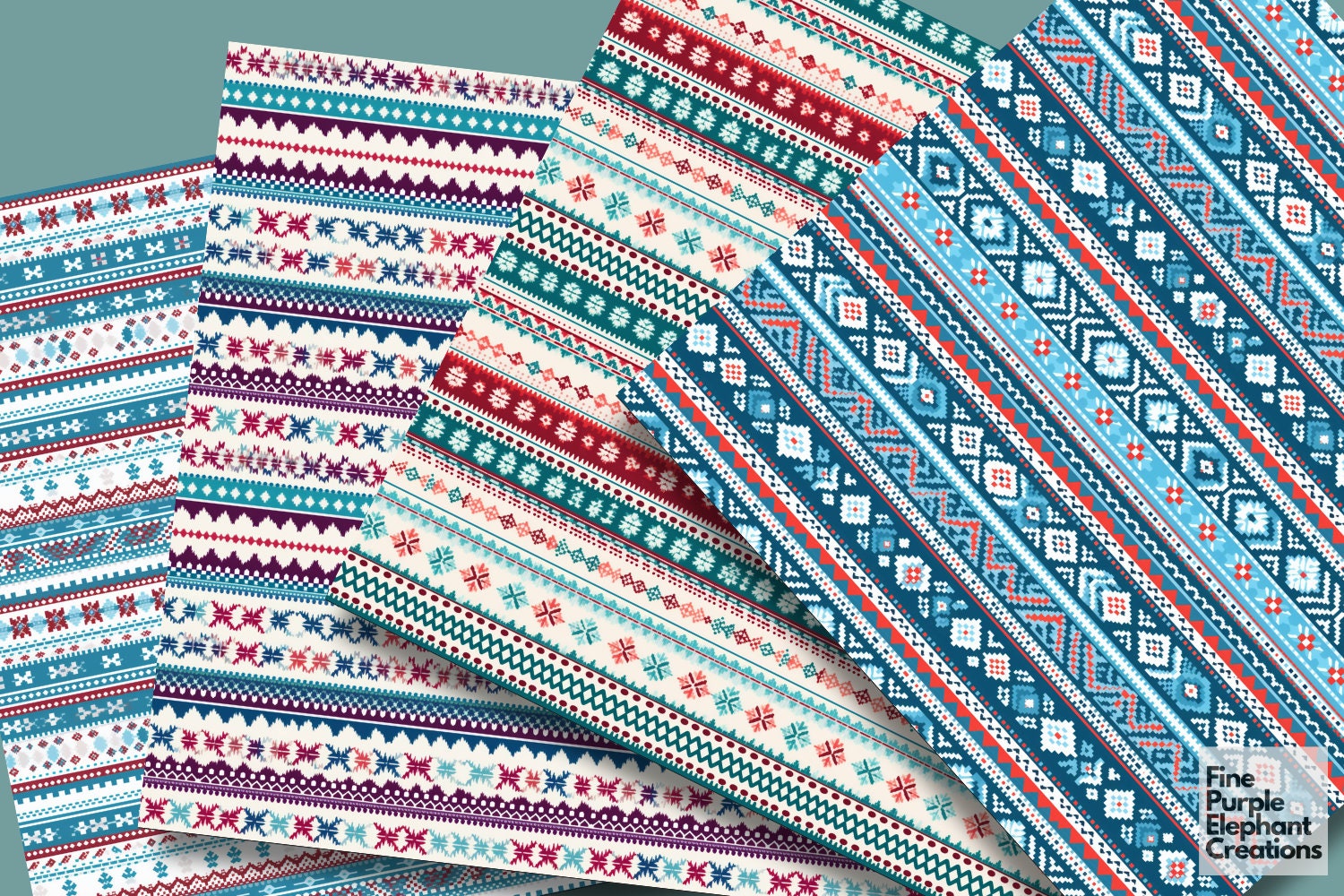 Colorful Scandinavian Digital Paper | Christmas Sublimation | Winter ...