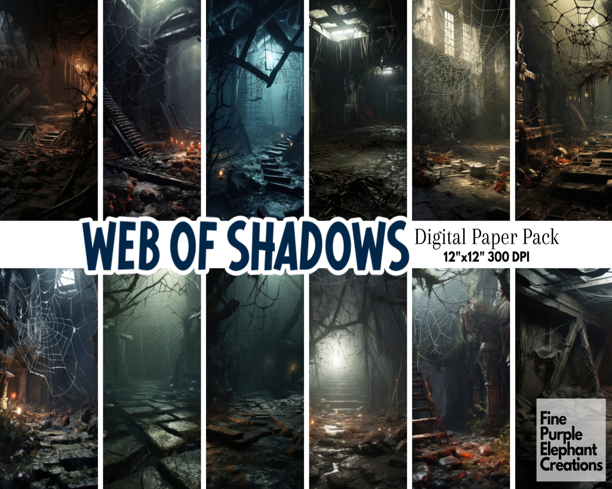 Creepy Spider Lair Digital Paper Halloween Sublimation HD Scary ...