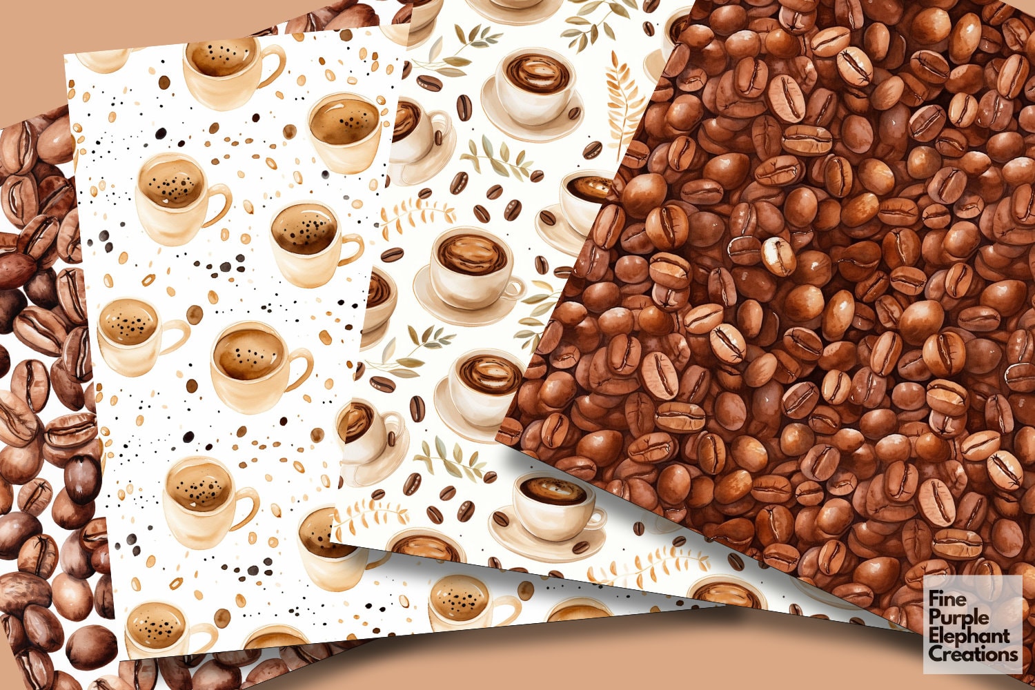 Coffee Bean Digital Paper | Cafe Latte Sublimation | Cozy Warm Fall ...