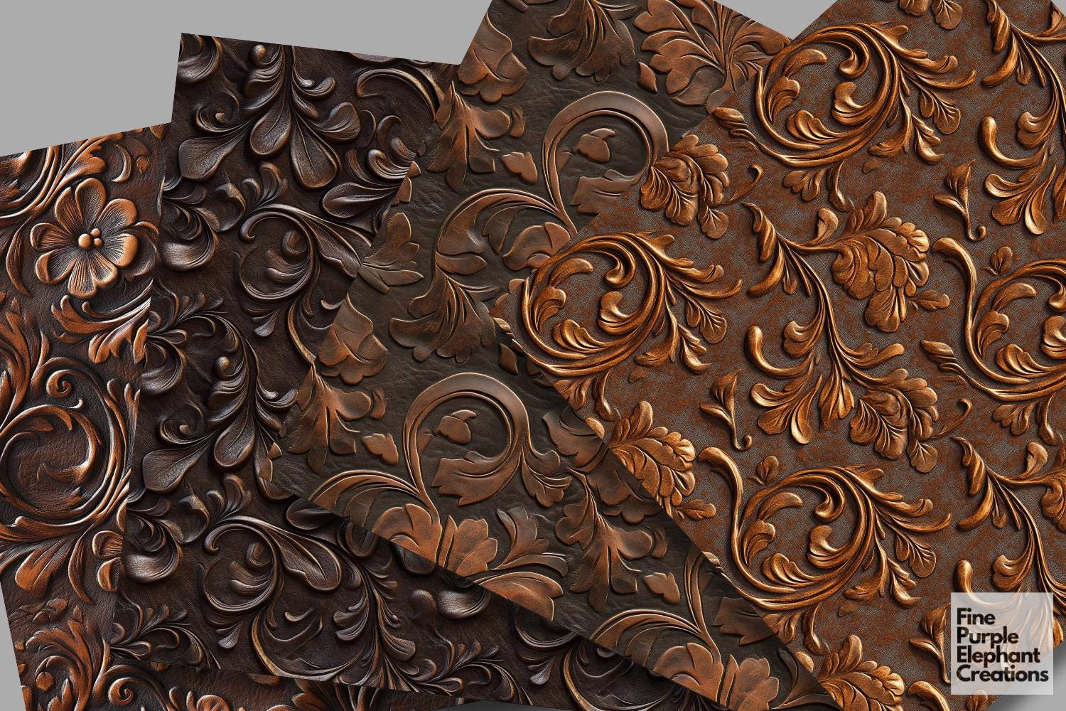 Brown Tooled Leather Digital Paper - Embossed Cowboy Western Grunge ...