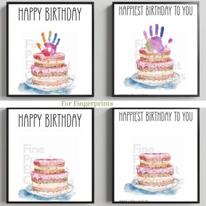 Custom Birthday Cake Handprint Digital Art Print | Mother Father Day ...