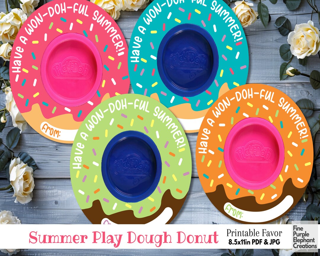 Printable Play Dough Donut Summer Digital Paper Card -doughnut Non ...