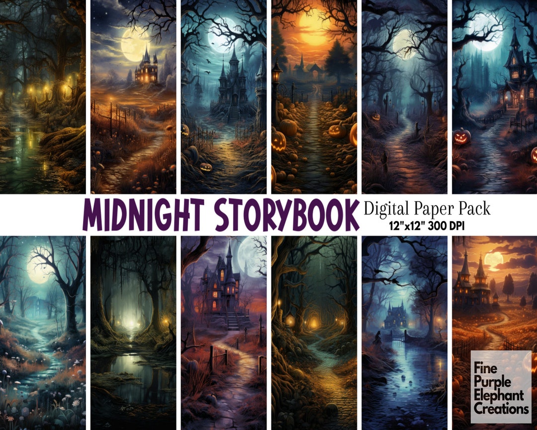 Spooky Halloween Digital Paper Haunted House Sublimation HD Storybook ...