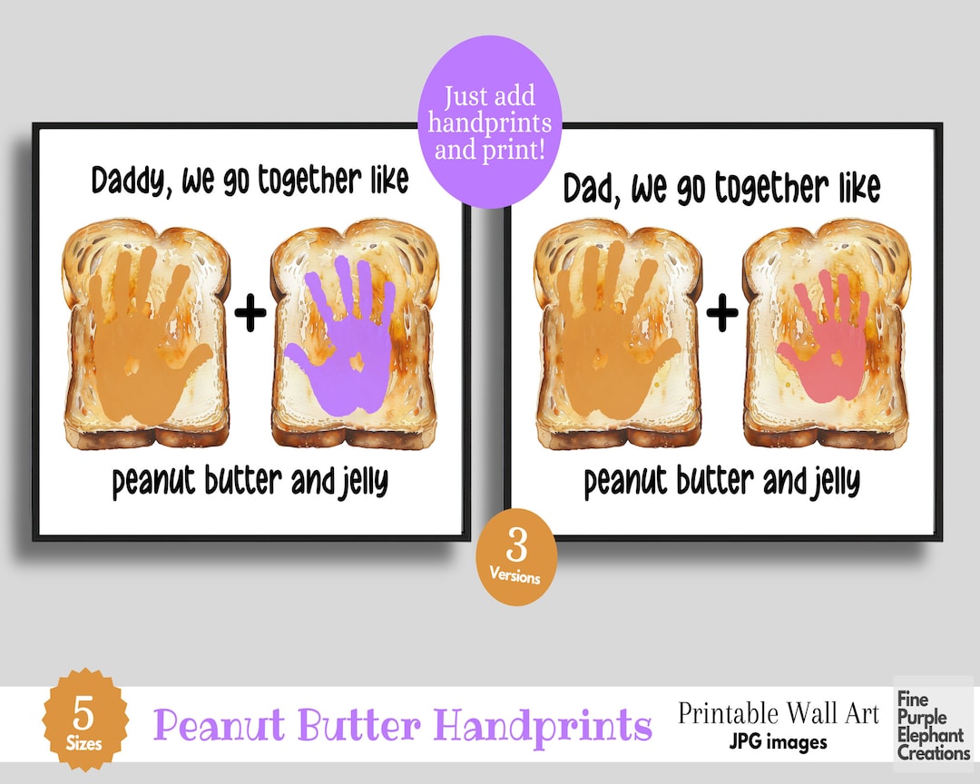 Custom Peanut Butter Jelly Sandwich Handprint Digital Art Print ...