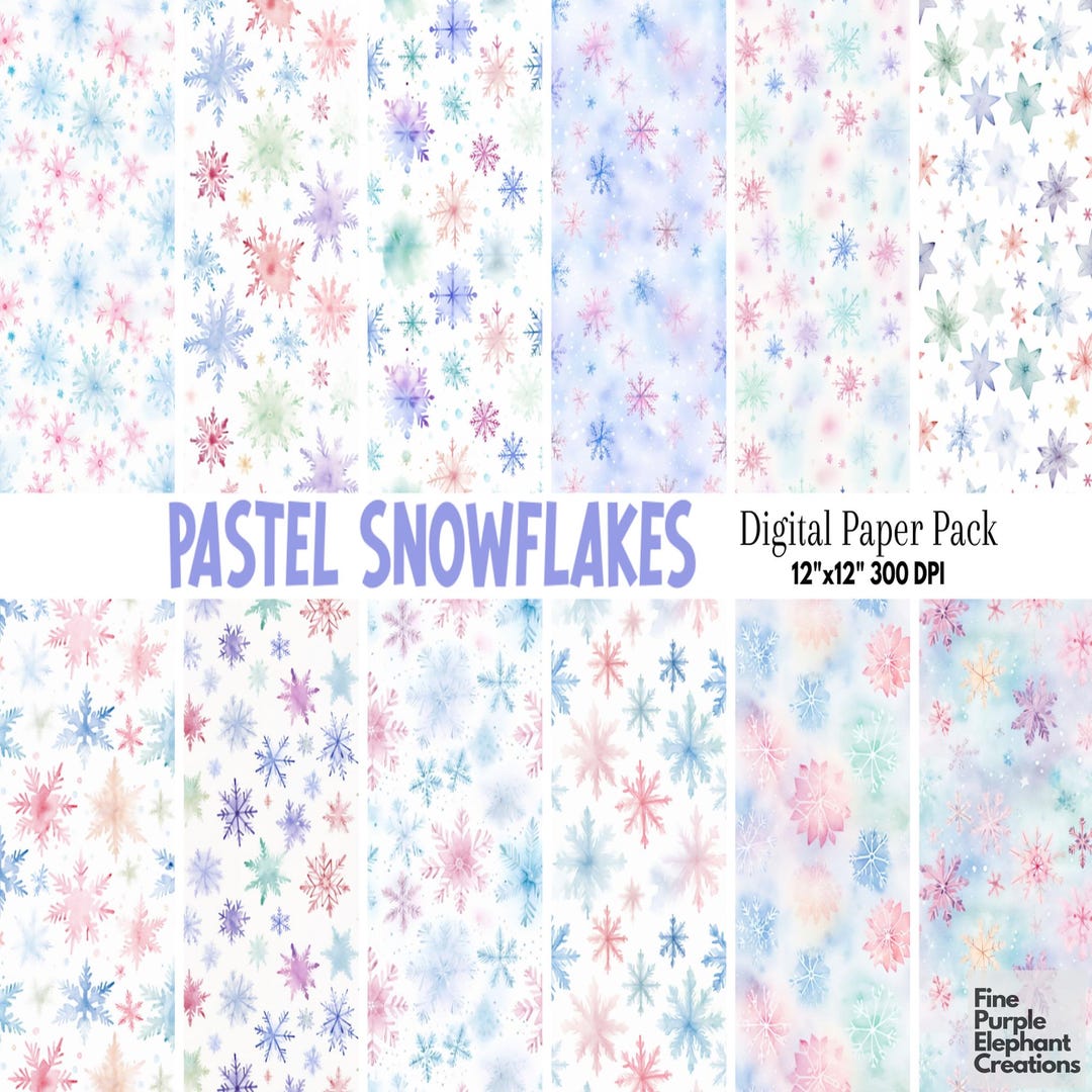 Watercolor Pastel Snowflake Digital Paper | Holiday Sublimation | HD ...
