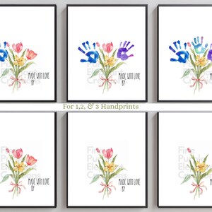 Custom Spring Flower 3 Handprint Digital Art Print | Mother Father Day ...