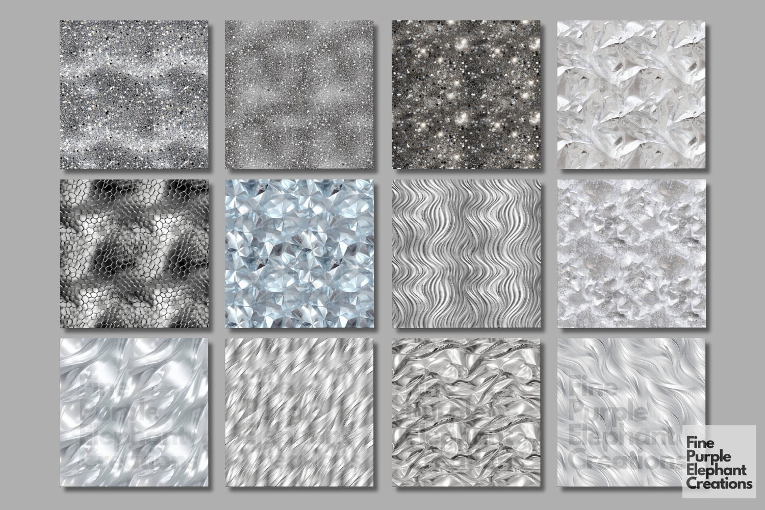Silver Metallic Texture Digital Paper | Glam Glitter Shimmer ...