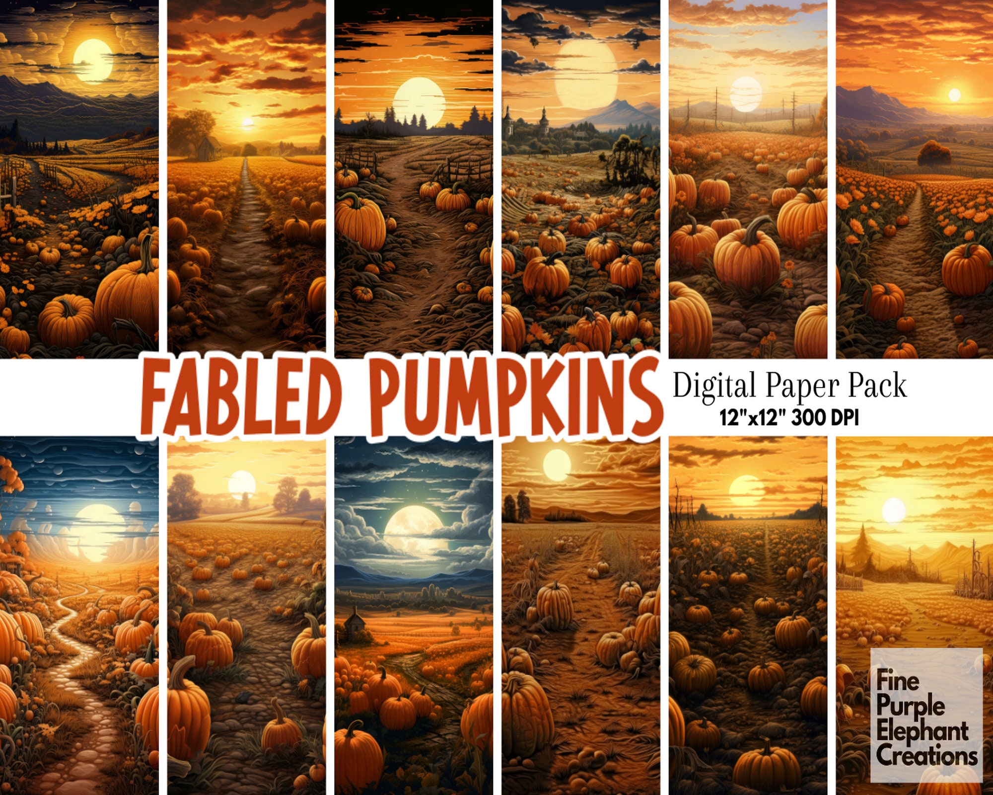 Pumpkin Patch Digital Paper Halloween Sublimation HD - Etsy